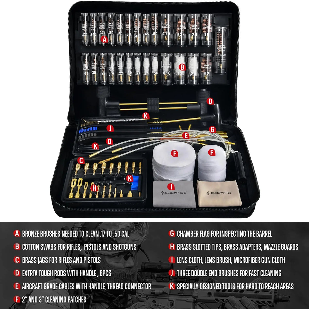 GLORYFIRE® GUN CLEANING KIT PREMIUM TACTICAL GEAR